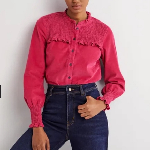 Boden | Tops | Boden Cordoroy Smocked High Neck Nwt | Poshmark